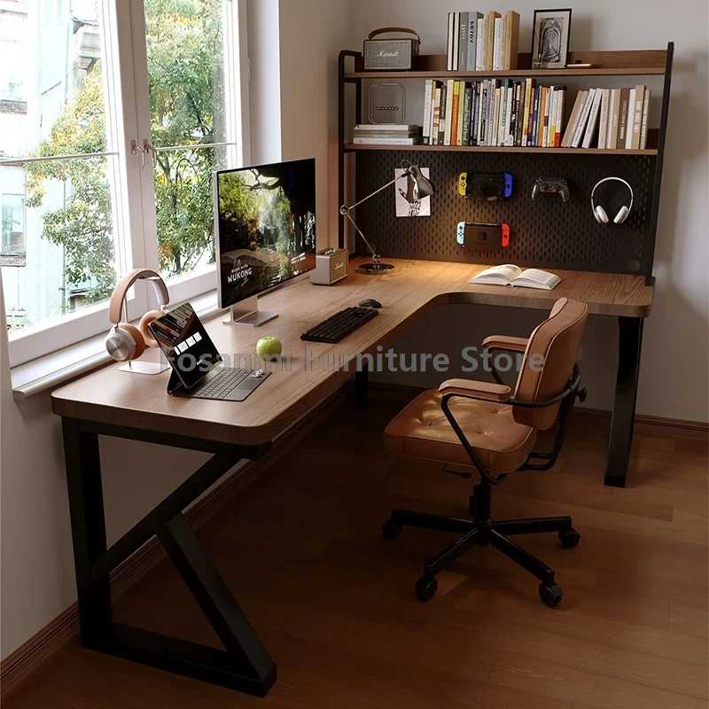 Style Home Office Desk Space-Saving L-Shaped Corner Computer Desk ...